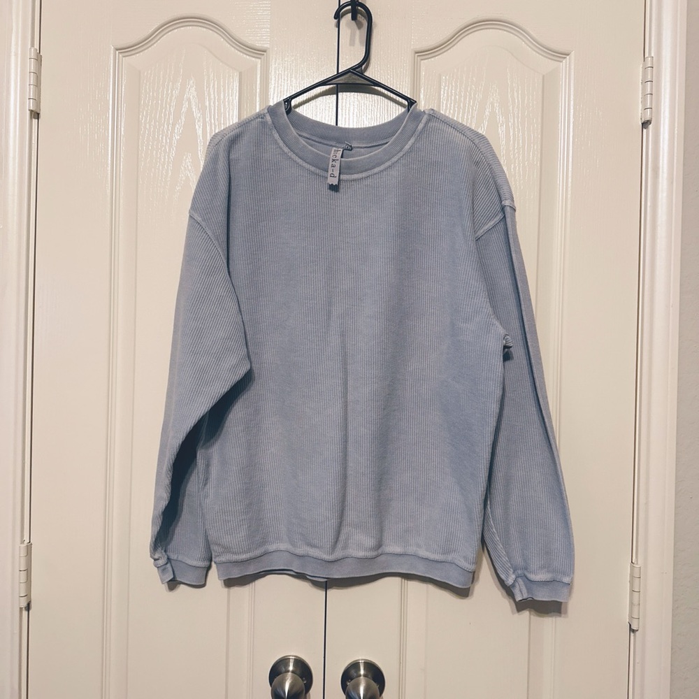 Chicka-D Light Blue-Grayish Pastel Washed Color Sweat… - Gem